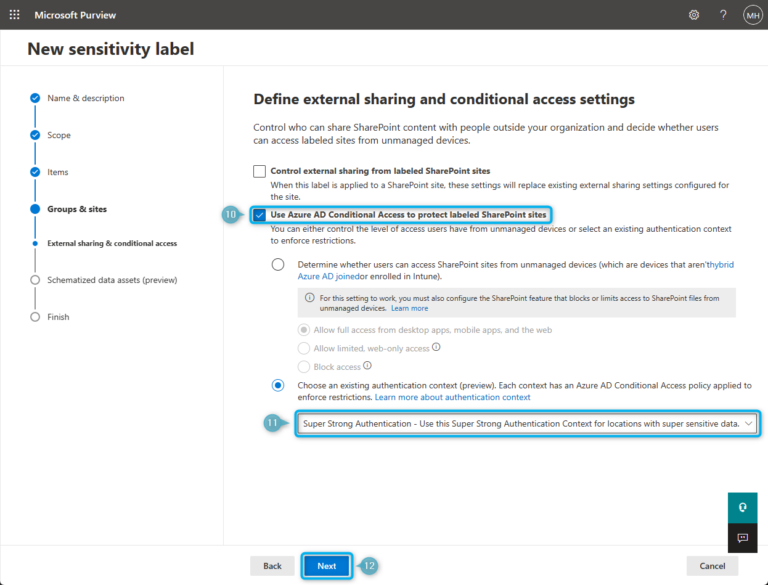 How to use Authentication Contexts with Sensitivity Labels