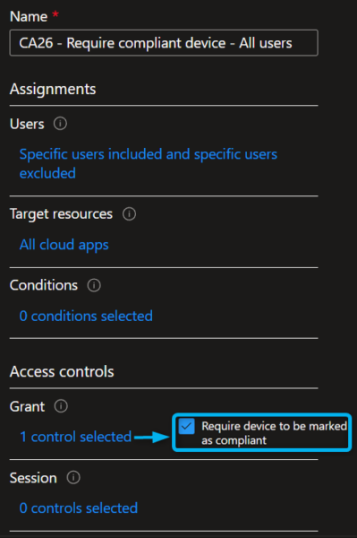 Block access with Conditional Access for Unmanaged Devices